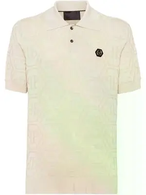 Philipp Plein Jacquard Monogram Polo Shirt - Neutrals