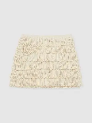 REISS Bobbi Loop-stitch Fringe Mini Skirt