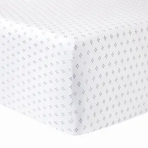 ANNE DE SOLENE Malacca Fitted Sheet, Queen - Blue On White