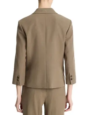 Vince Linen Blend Shrunken Blazer - Moss Smoke