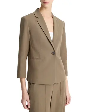 Vince Linen Blend Shrunken Blazer - Moss Smoke