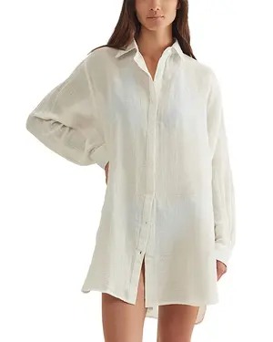 Polo Ralph Lauren Boyfriend Shirt Swim Cover-up - Cream White