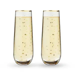 TWINE Starlight Stemless Champagne Flutes Set Of 2 - Gold
