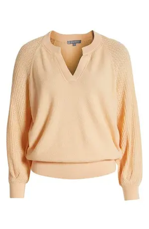 Wit & Wisdom V-notch Sweater - Peach Fuzz