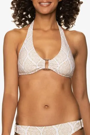 Helen Jon D/dd Tortoise Halter Bikini Top - Sand Dunes