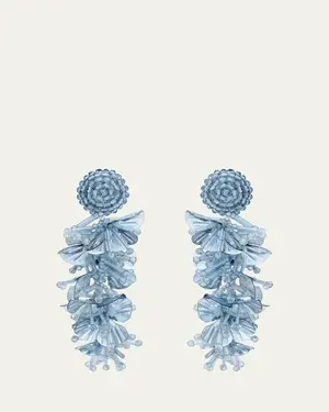 Oscar De La Renta Sequin Tassel Drop Earrings Sky