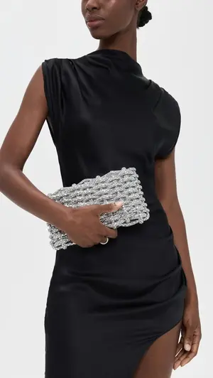 Simkhai Morgan Rhinestone Embellished Woven Clutch