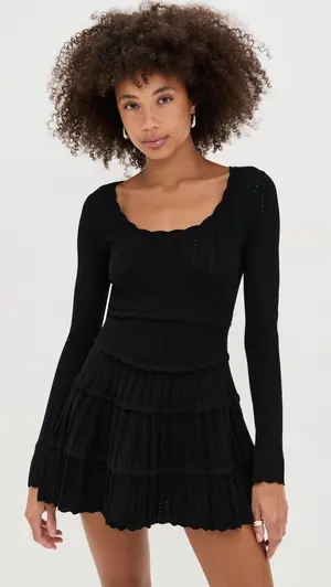 LoveShackFancy Pointelle Knit Mini Dress