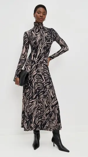 Proenza Schouler White Label Mabel Marble Jersey Maxi Dress - Fawn Multi