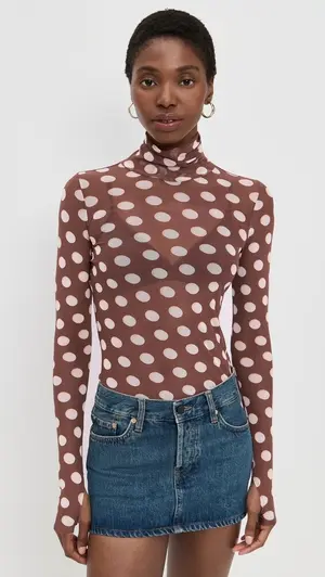 AFRM Zadie Top - Chocolate Halo Dot