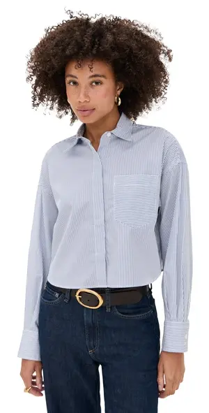 Women's Striped Shirts with Patch Pockets