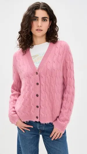 RE/DONE Cashmere Cable V-neck Cardigan