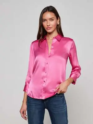 L'Agence Dani Silk Blouse Pinktober