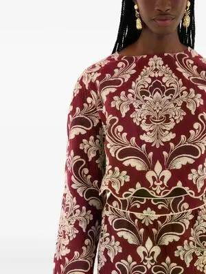 Farm Rio Jacquard Scalloped Top - Red