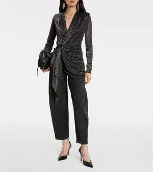 Isabel Marant Étoile Cinay Lamé Wrap Top - Silver