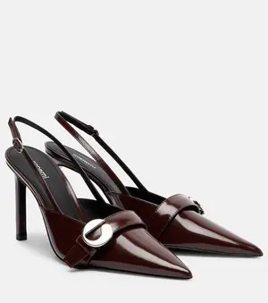 Coperni Belt Stiletto Leather Slingback Pumps - Brown