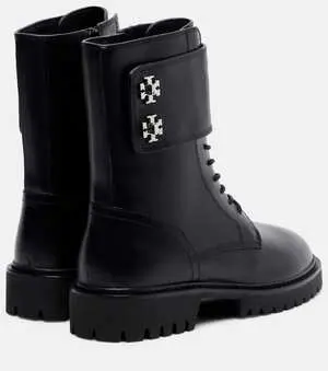 Tory Burch Turnlock Leather Combat Boots