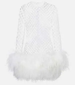 Dolce & Gabbana Feather-trimmed Sequined Minidress