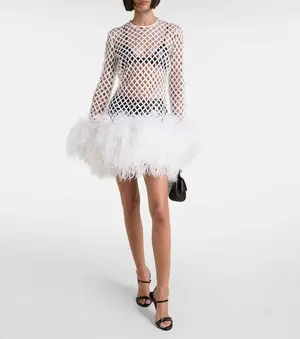 Dolce & Gabbana Feather-trimmed Sequined Minidress