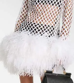 Dolce & Gabbana Feather-trimmed Sequined Minidress