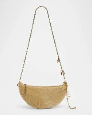 Chloé Charm-embellished Shearling Shoulder Bag