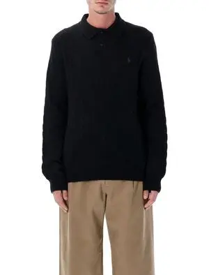 Polo Ralph Lauren Cable Knit Wool And Cashmere Polo Sweater - Black