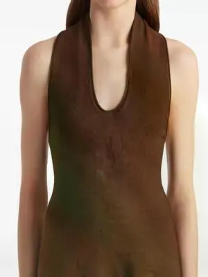 Khaite Halterneck A-line Midi Dress - Brown