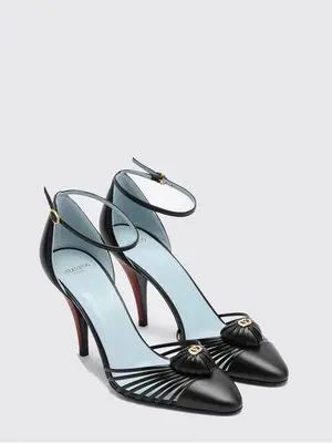 Valentino Garavani Leather Pumps With Ankle Strap - Black