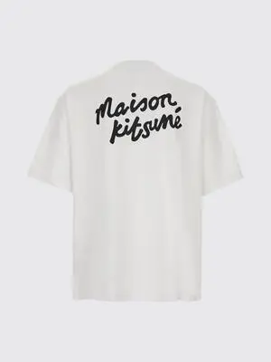 Maison Kitsuné Crewneck Cotton T-shirt With Logo And Dropped Shoulders