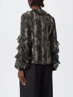 Just Cavalli Long Sleeve Printed Ruffled Blouse
