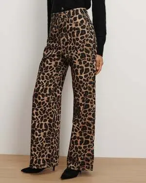 Veronica Beard Taylor Leopard Wide-leg Jean