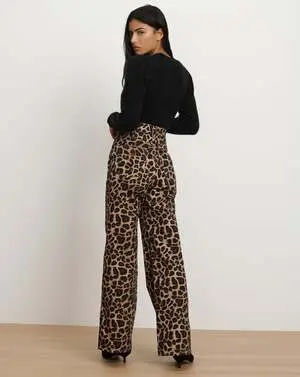 Veronica Beard Taylor Leopard Wide-leg Jean