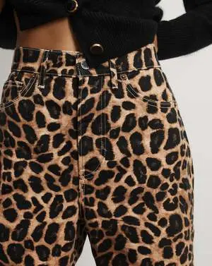 Veronica Beard Taylor Leopard Wide-leg Jean