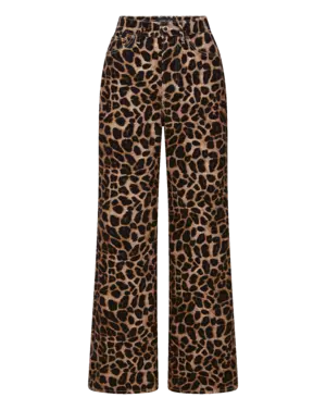Veronica Beard Taylor Leopard Wide-leg Jean