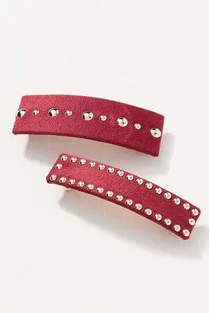 VIOLET & BROOKS Laurel Suede Barrettes Set Of 2 - Burgundy
