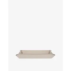 Smythson Panama Large Rectangular Trinket Tray Sandstone