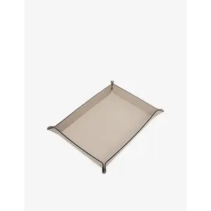 Smythson Panama Large Rectangular Trinket Tray - Sandstone