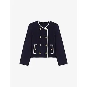 Maje Wool-blend Jacket With Contrast Trim