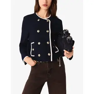 Maje Wool-blend Jacket With Contrast Trim