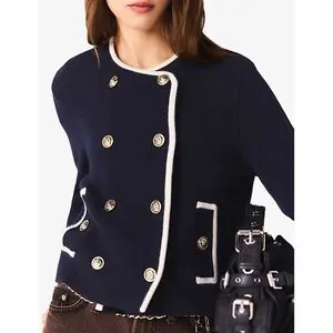 Maje Wool-blend Jacket With Contrast Trim