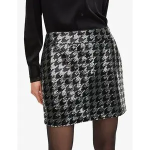The Kooples Sequin-embellished Houndstooth Mini Skirt