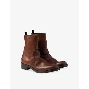 Prada Round-toe Leather Booties