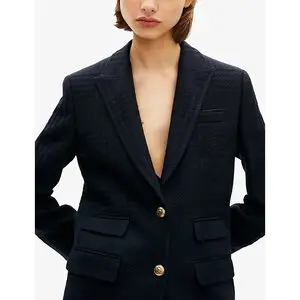 The Kooples Checked Single-breasted Wool Jacket