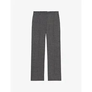 The Kooples Checked Straight-leg Wool Trousers