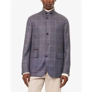 Dunhill Windowpane Checked Wool-cashmere Blend Jacket