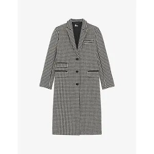 The Kooples Houndstooth Peak-lapel Wool-blend Coat