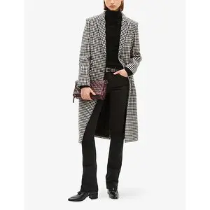 The Kooples Houndstooth Peak-lapel Wool-blend Coat