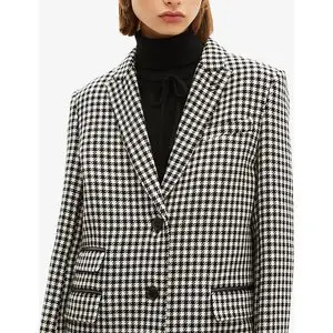 The Kooples Houndstooth Peak-lapel Wool-blend Coat