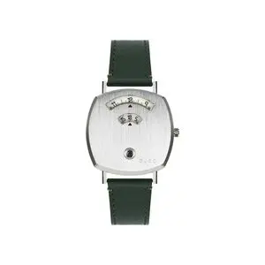 Gucci Grip Leather Stainless Steel Watch - Silver