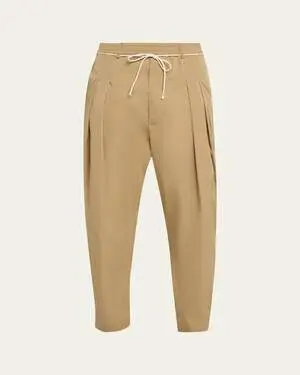 MORDECAI Double-Pleated Tapered Drawstring Pants - Caramel